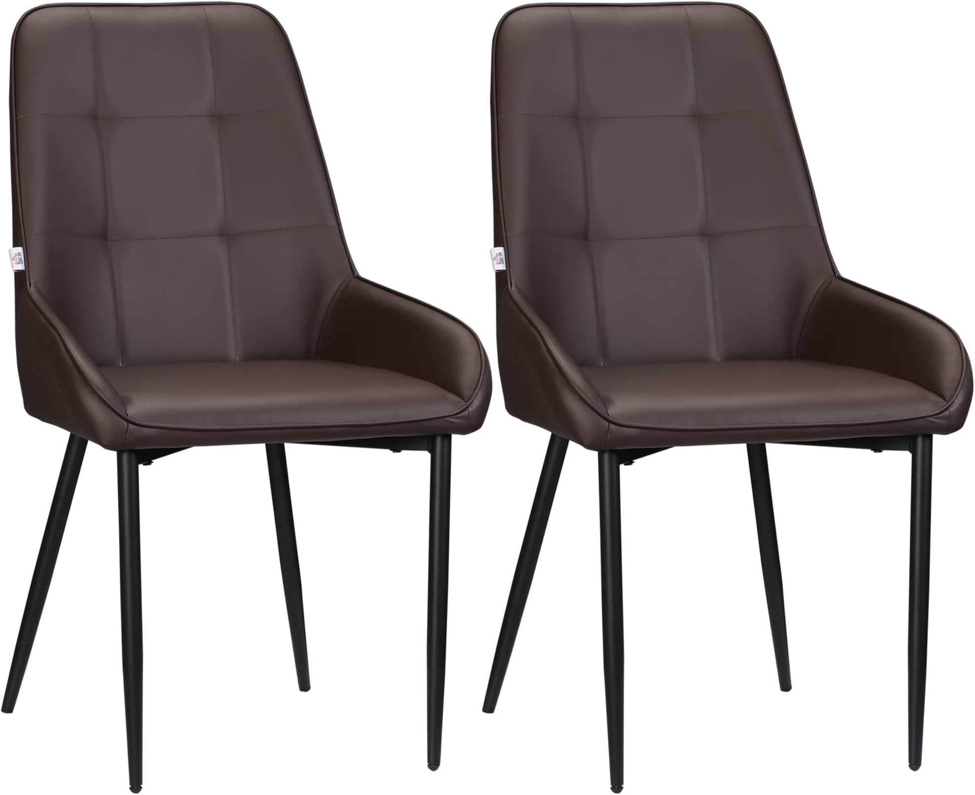 HOMCOM Dining Chairs Mid Century Modern Kitchen Chairs with PU Leather ...