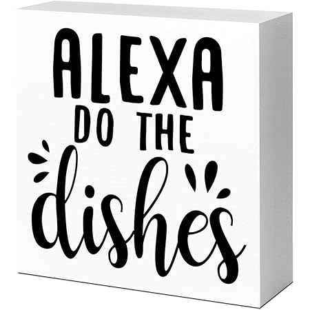 Amazon.com: Funny Kitchen Wooden Box Sign Plaque Alexa Do the Dishes ...