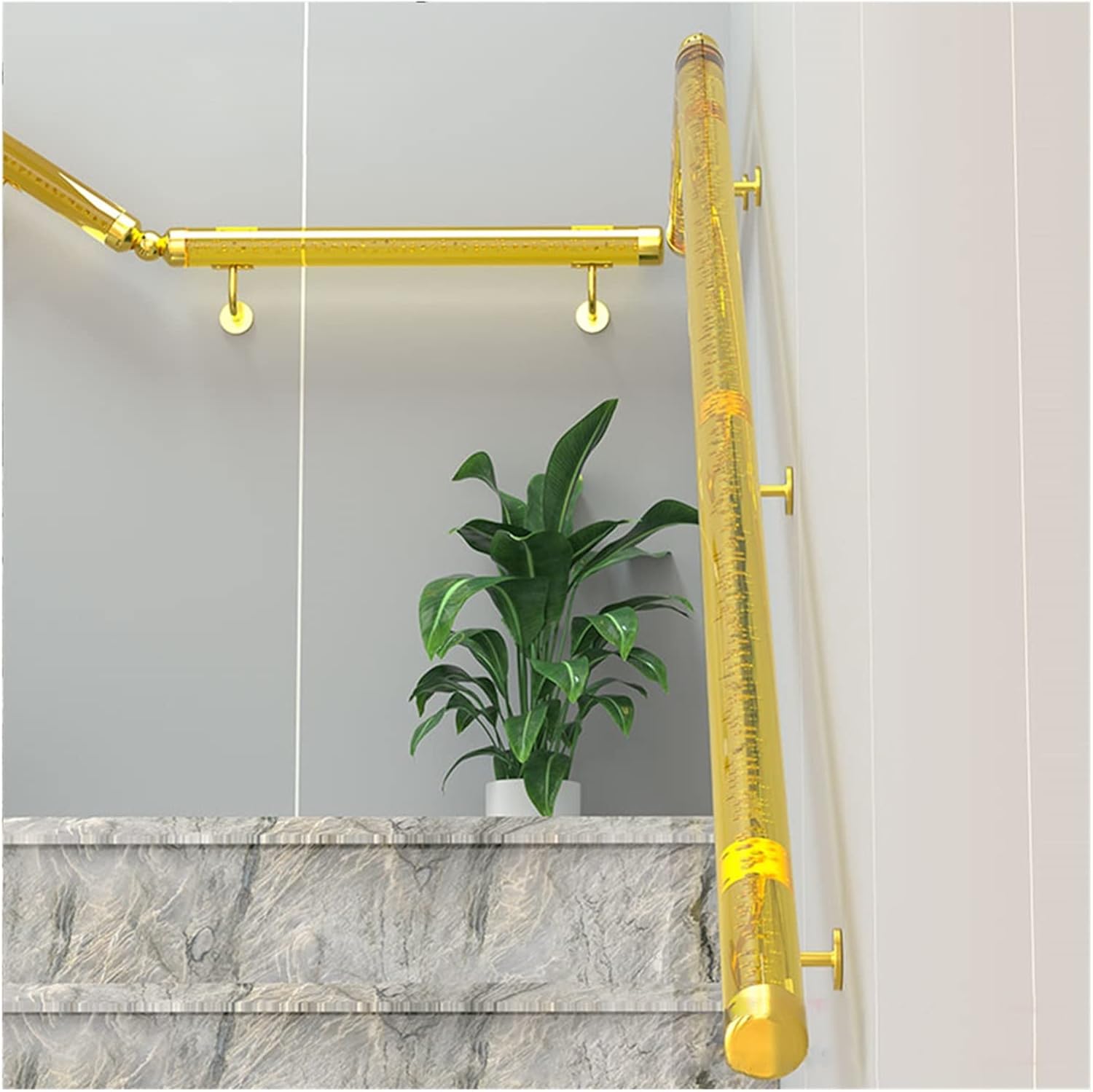 WAHHWF Gold Clear Acrylic Handrail for Stairs Indoor 1m 2m 3m 4m 5m 6m ...