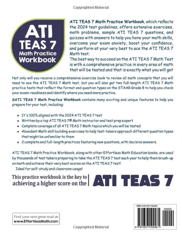 Snapklik.com : ATI TEAS 7 Math Practice Workbook: The Most ...