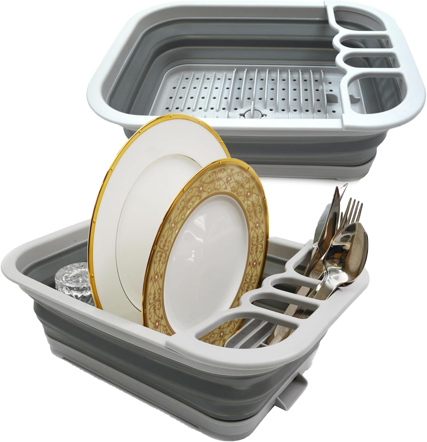 Amazon.com - SAMMART Set of 2 Collapsible Dish Drainer with Drainer ...