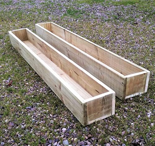2 x Large 120cm Long (4ft) Wooden Garden/Patio/Window Box Planters ...