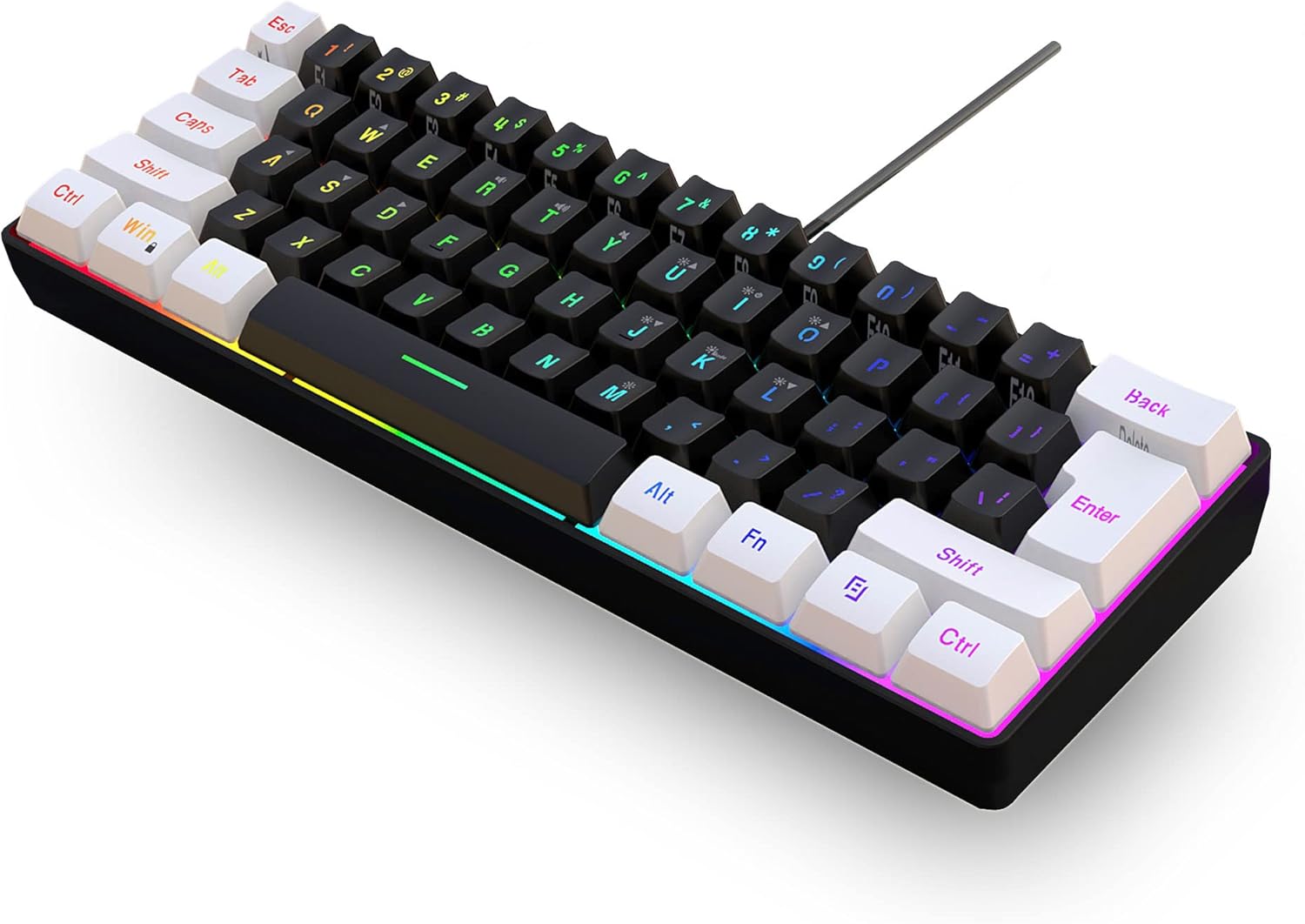 Snpurdiri 60 Percent Gaming Keyboard Ergonomic Small Mini Gaming