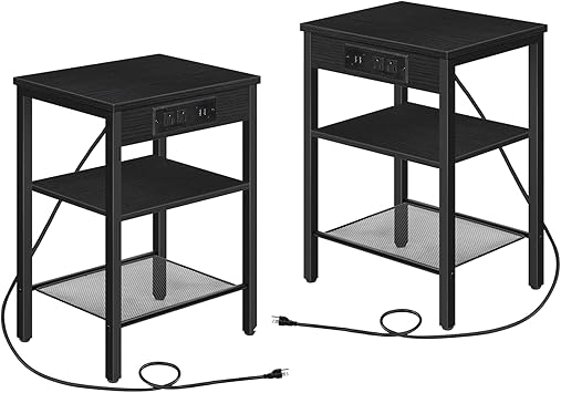 Amazon.com: HOOBRO End Table Set of 2 with Charging Station and USB ...