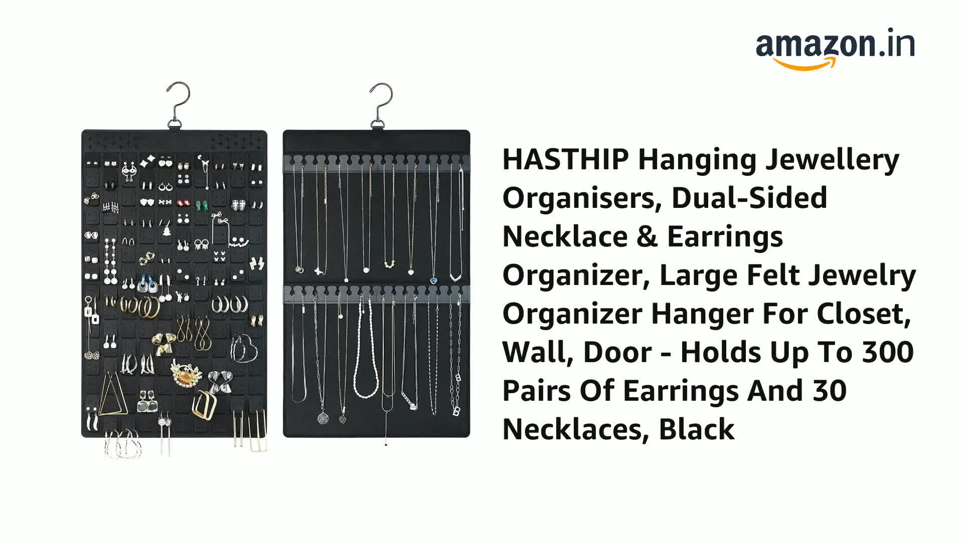Watch HASTHIP Hanging Jewellery Organisers, Dual-Sided Necklace ...