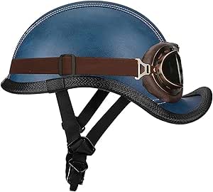 Amazon.com: Retro Leather Half Shell Helmet for Men Women, German Style ...