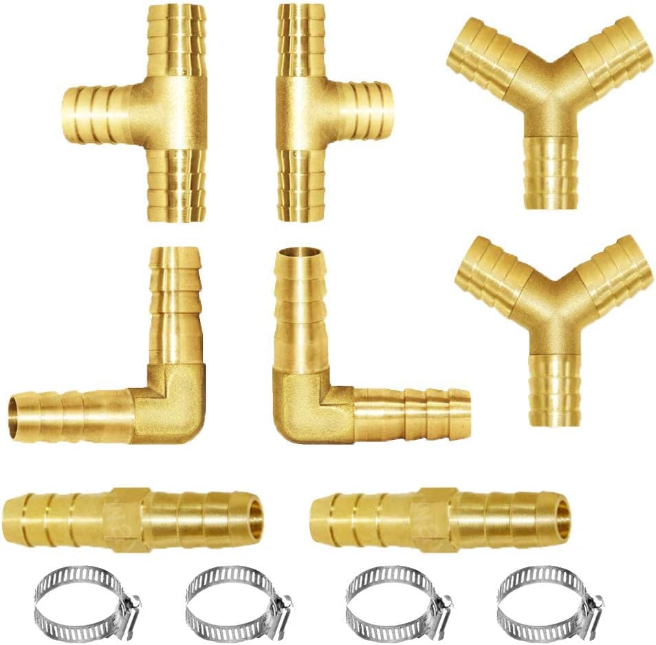 Amazon.com: Brass Hose Barb Fitting, Tee, 1/2" barbed x 1/2" Barbed x 1 ...