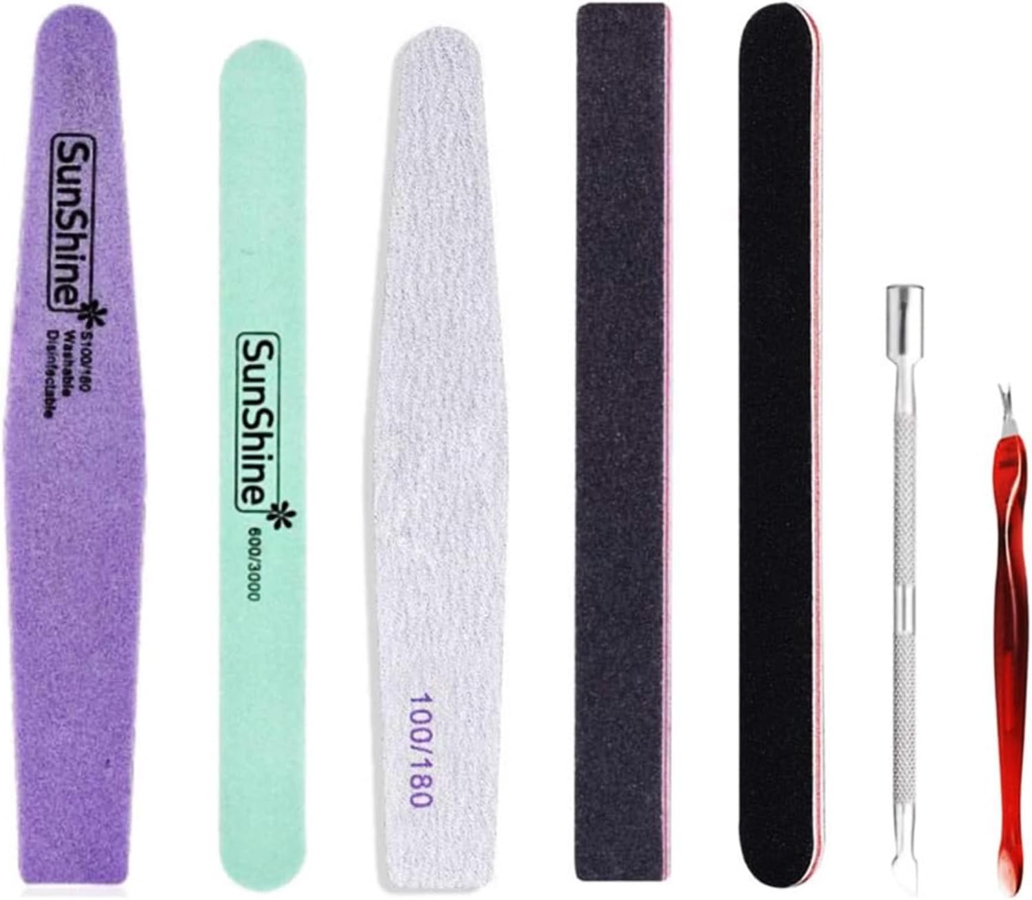 7 Pcs Nail File Set, Nail Files Professional, Nail Files 100/180 Grit ...