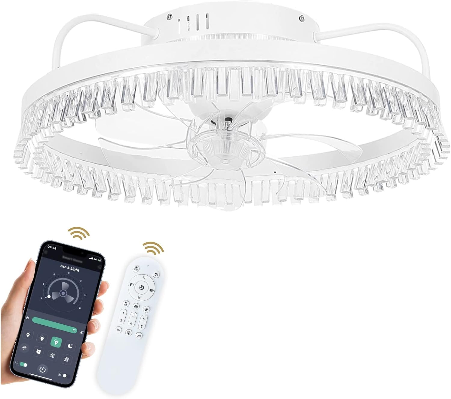 Amazon.com: JINYUDABANG 360° Oscillating Flush Mount Ceiling Fans with ...