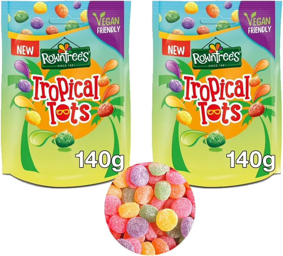 Rowntree's Tropical Tots Vegan Sweets Bag 140g - Pack of 2 : Amazon.co.uk: Grocery