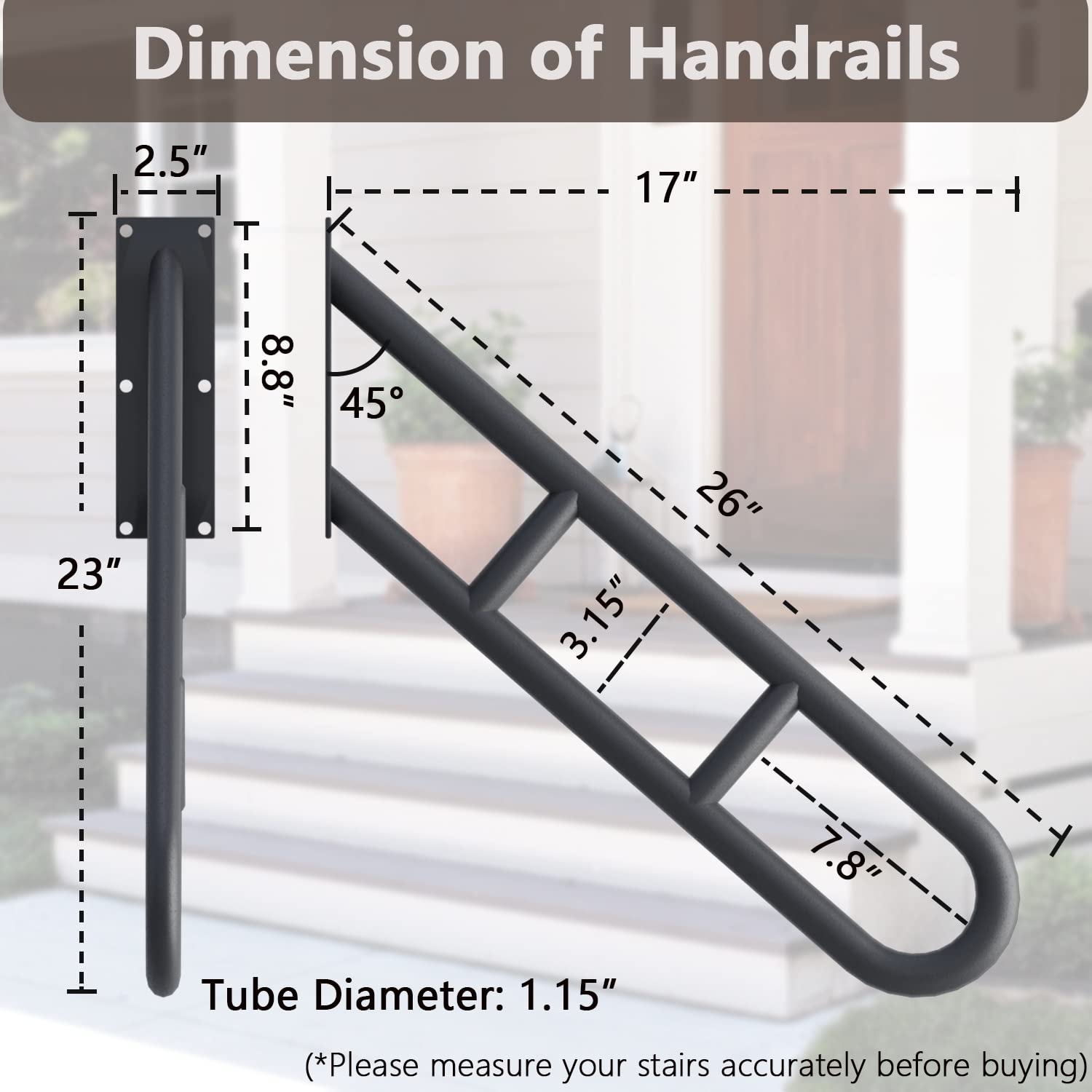 Porch Handrails For Outdoor Steps Grab Bars For Wall Outdoor Handrail ...