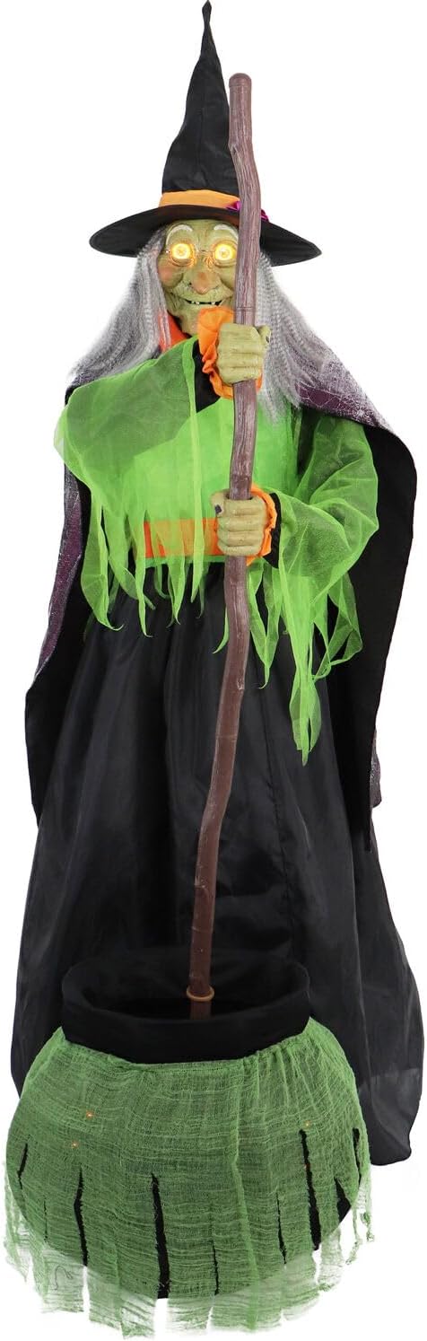 Amazon.com: Haunted Hill Farm 6-Ft. Tall Cauldron Witch, Motion ...