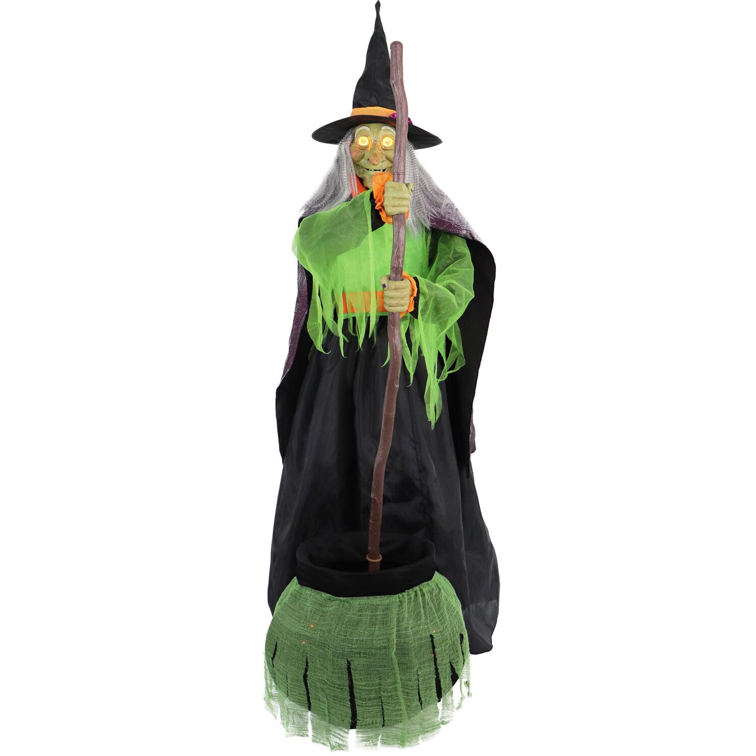 Amazon.com: Haunted Hill Farm 6-Ft. Tall Cauldron Witch, Motion ...