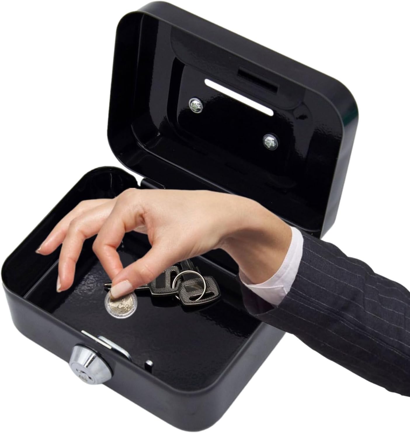 Amazon.com: Small Lock Box Metal Coin Bank Security Box Safe Lock Box ...