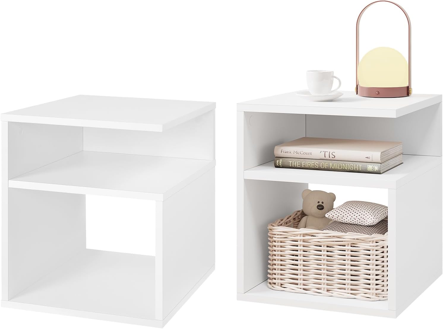 IDMarket - Lot de 2 Tables de Chevet Sofia Forme S avec rangements ...