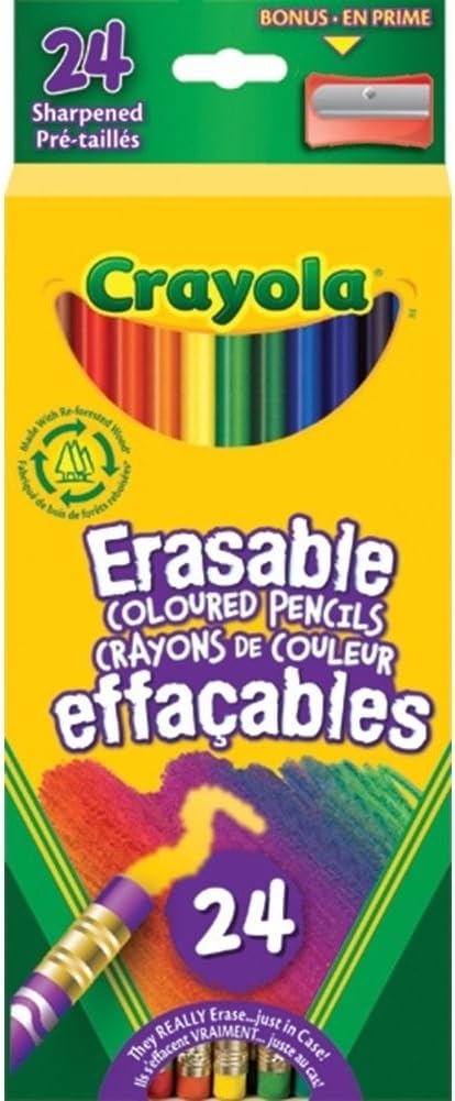 Amazon.com: Crayola Erasable Colored Pencils (24ct), Kids Colored ...