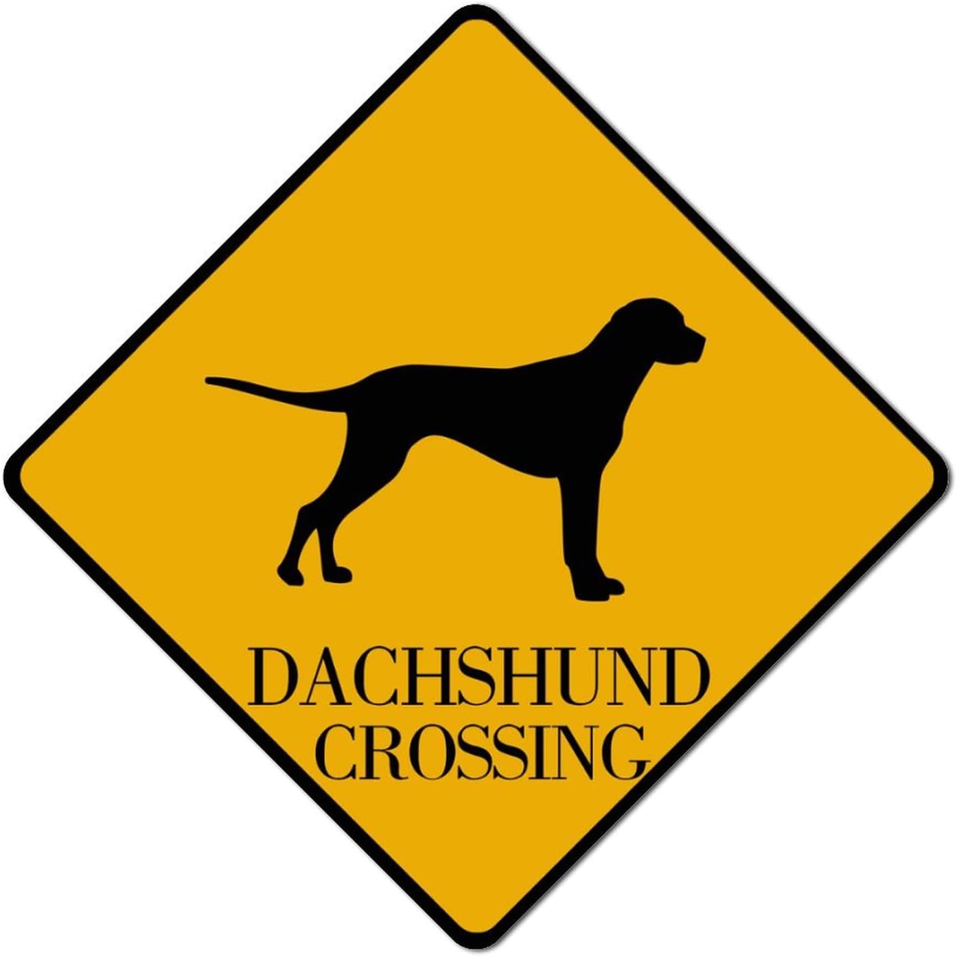 Amazon.com : Dachshund Crossing Road Signals Black Text with Yellow ...