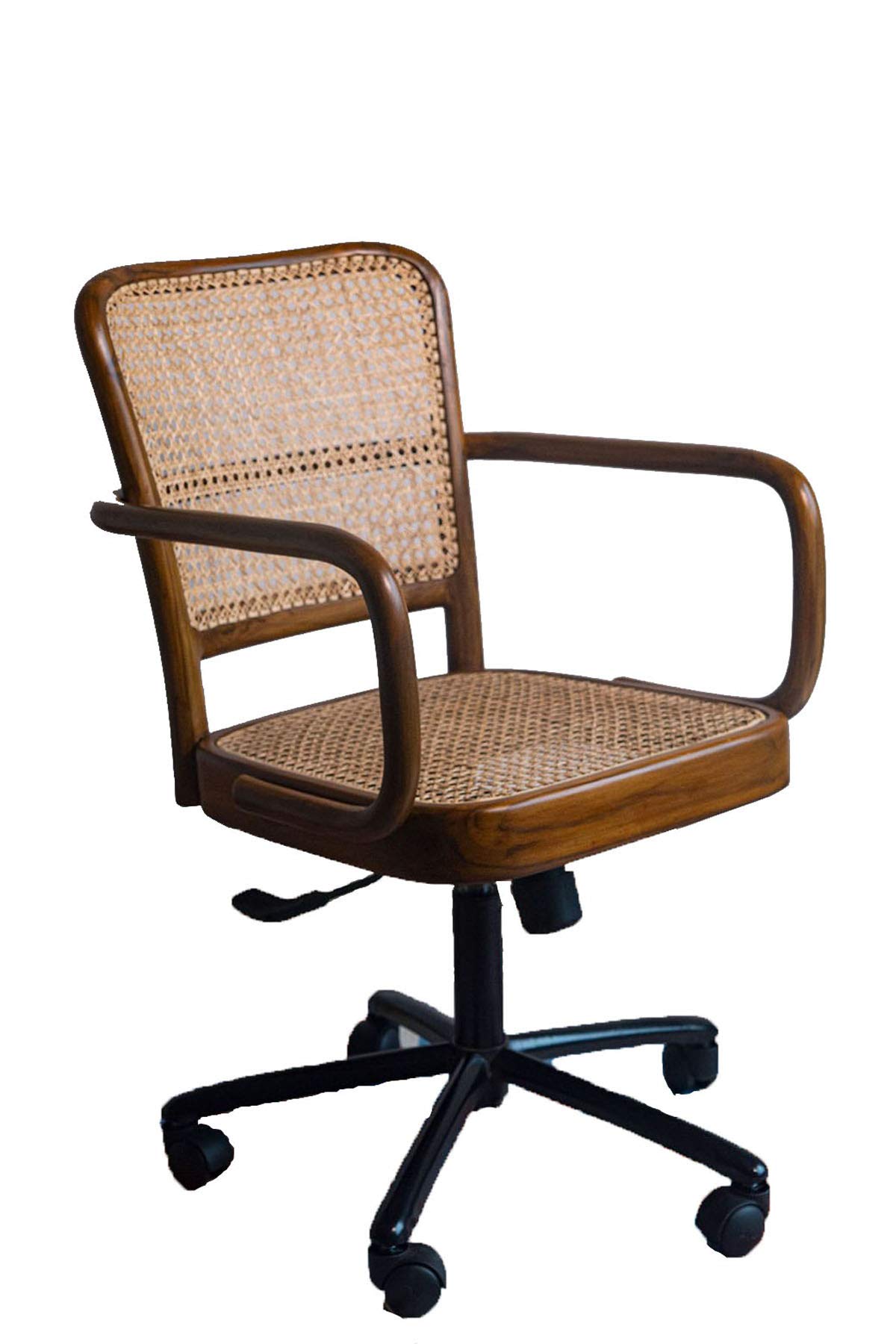 Mahimart And Handicrafts Sheesham Wood Wicker Cane Back Revolving Chair ...