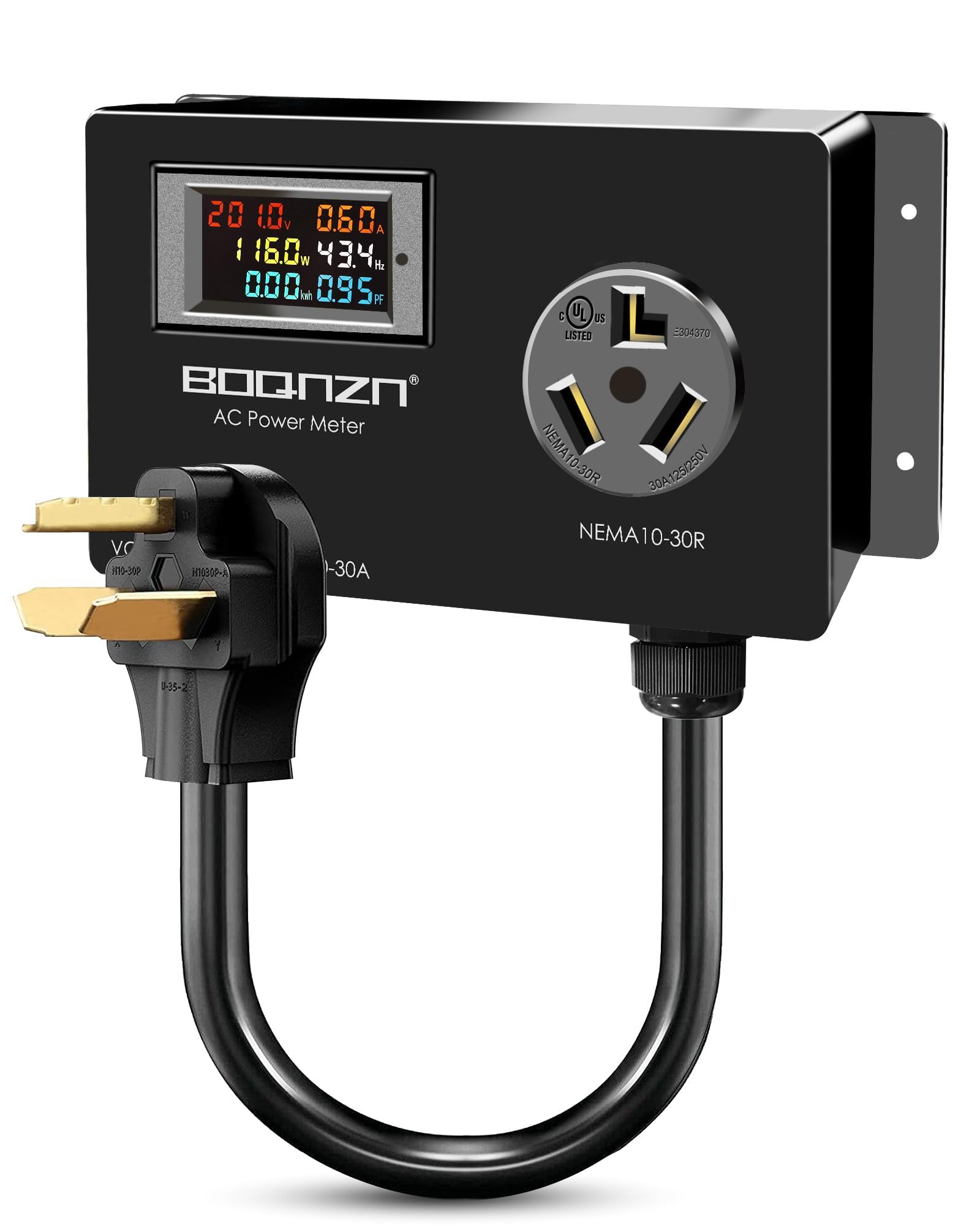 AC Power Meter, 240V 30A NEMA 10-30P to 10-30R LCD Display Digital ...
