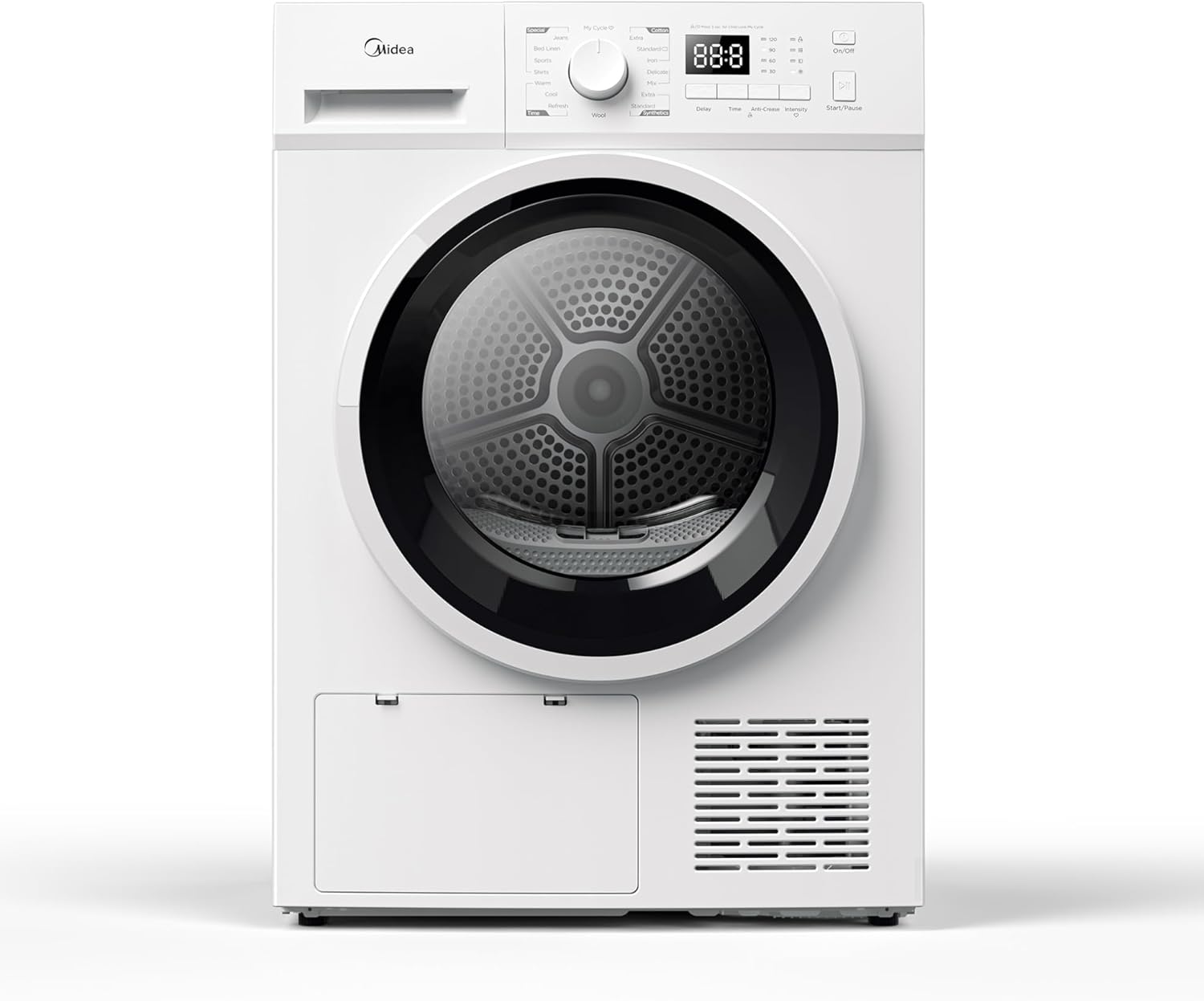 Midea MDG09EH80/1 Freestanding Heat Pump Dryer, 8kg load, 16 Programmes ...