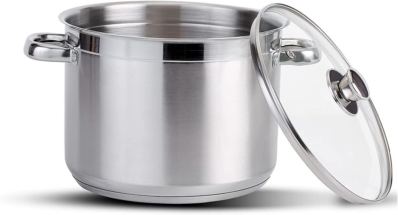 GSW Stahlwaren GmbH Stock Pot with Glass Lid, Silver/Clear, 20 x 18 cm ...