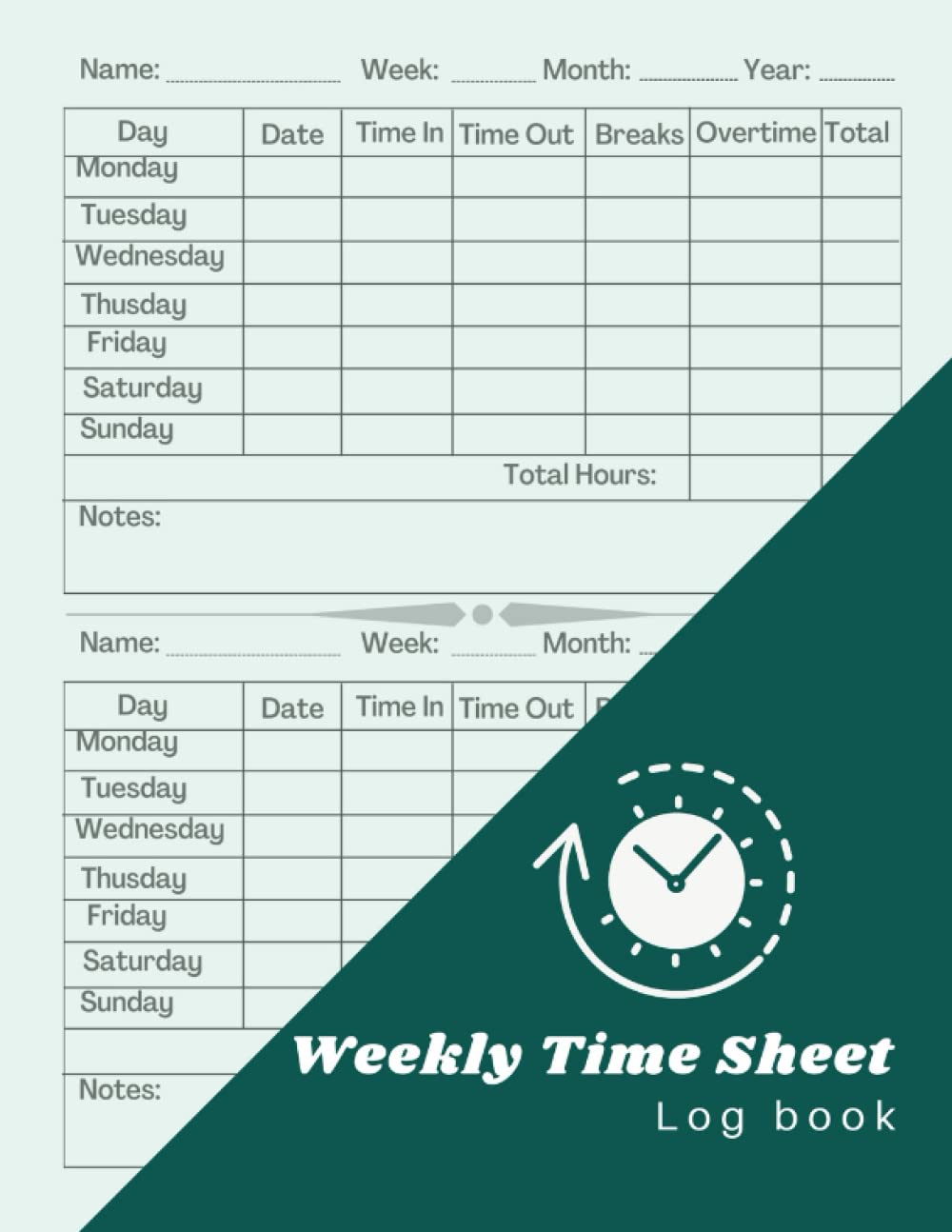 Weekly Time Sheet Log Book: Simple Design Timesheet Register with ...