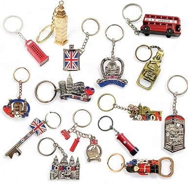 ShreeFit keychain London Souvenir 12Pcs Key Rings Metal British ...
