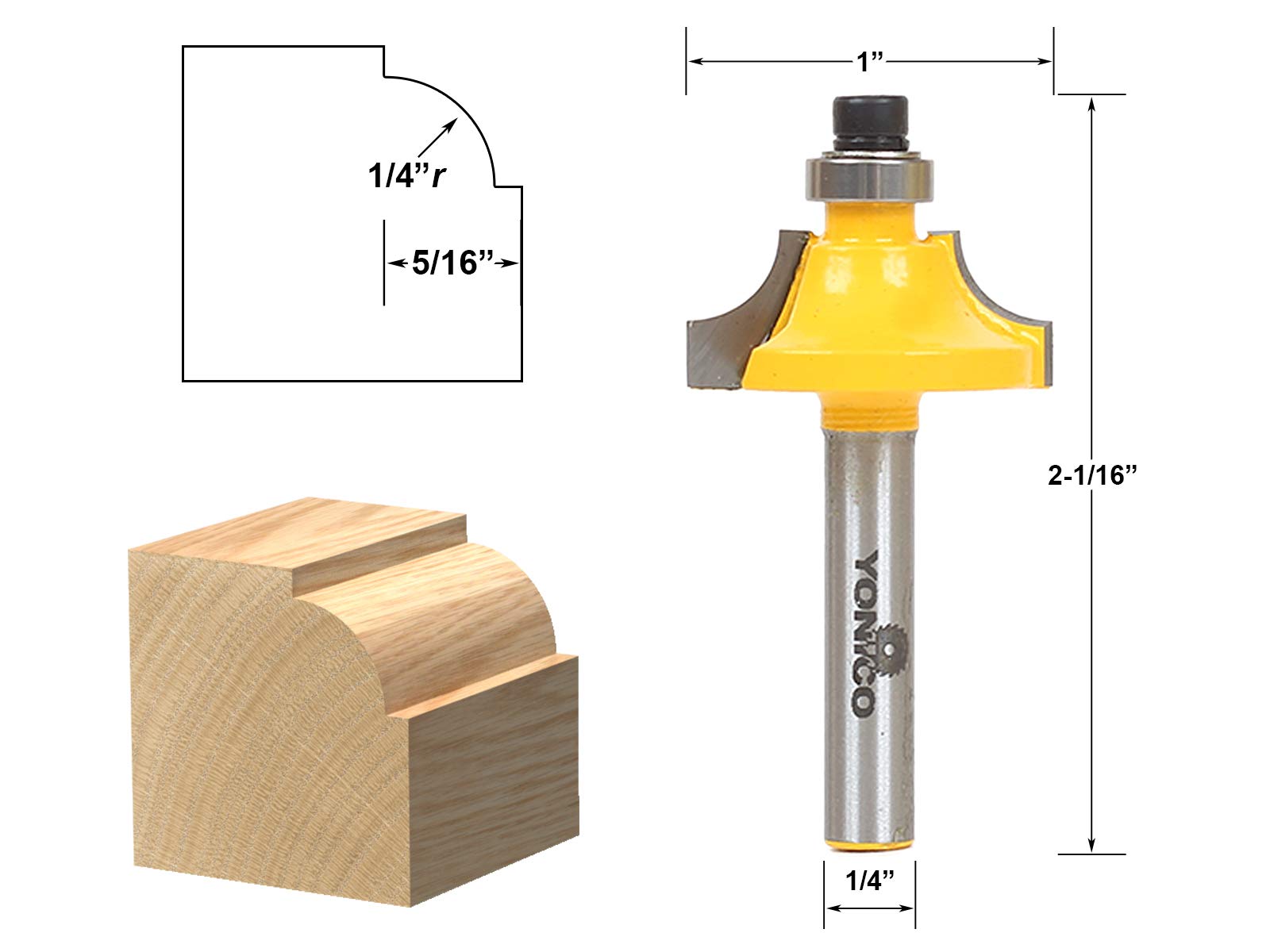 Snapklik.com : YONICO Router Bits Edge Forming Roundover Bead 1/4-Inch ...