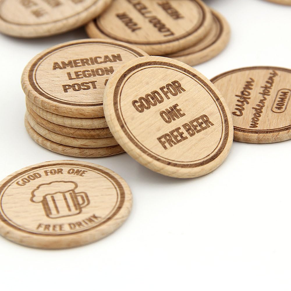 Round Wooden Game Chips 30mm 40mm 50mm 100 Custom Wooden Round Bar ...