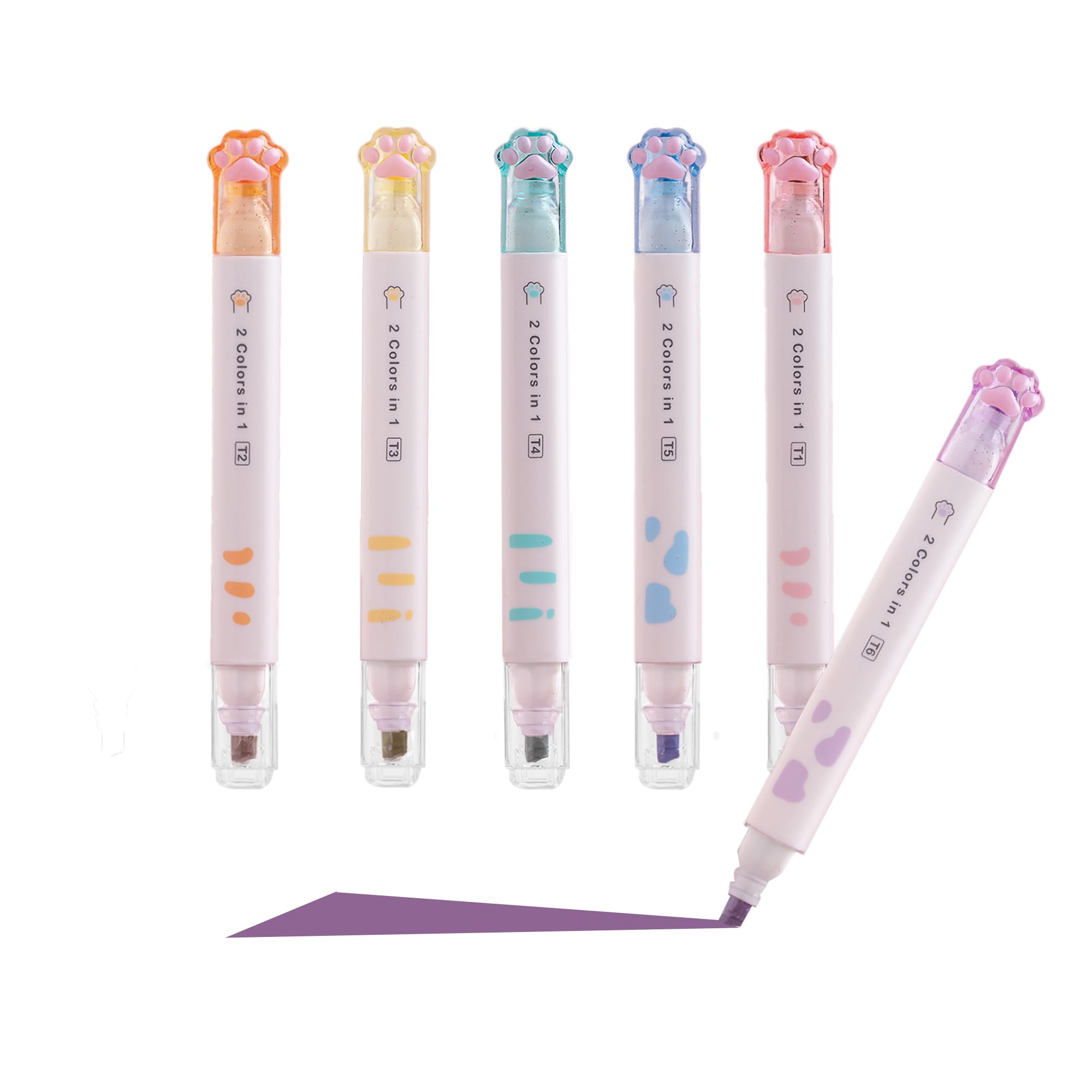 Amazon.com: BITOSEE Double-headed Highlighter Markers, 6Pcs of 12 Flat ...