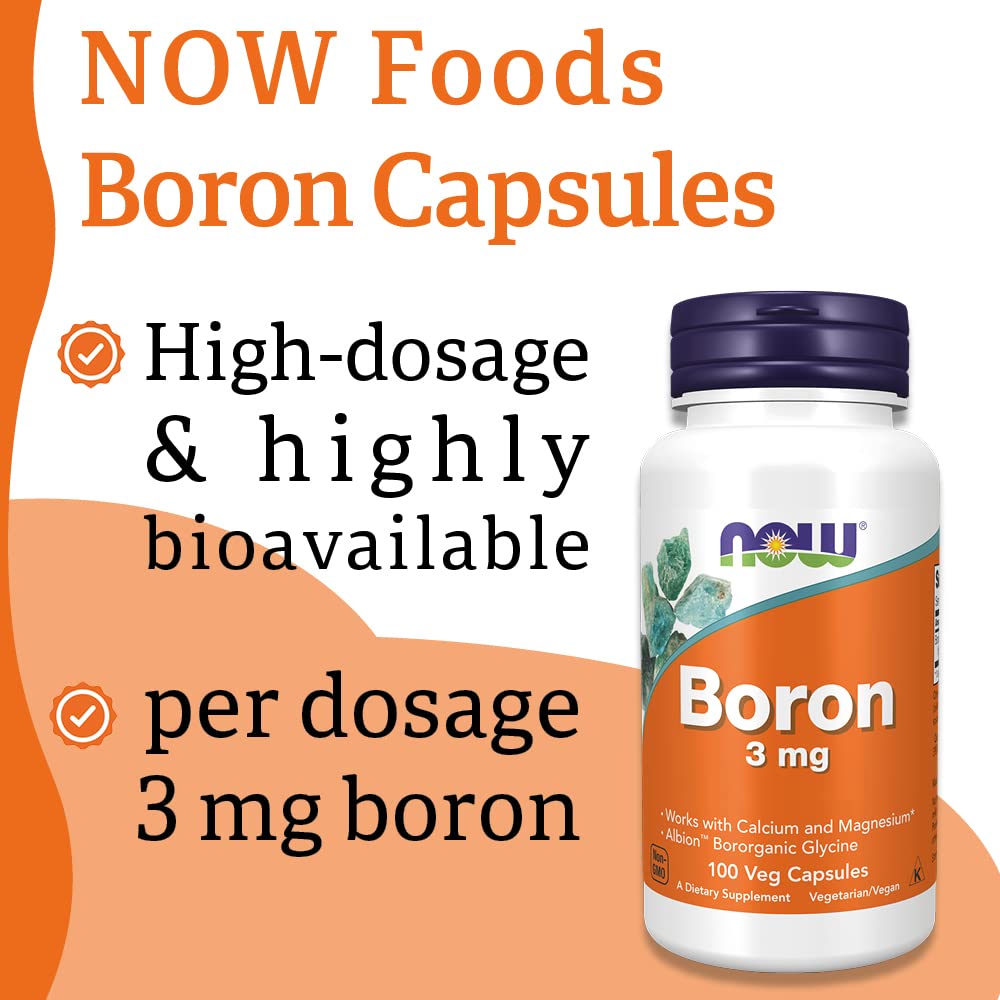 Now Supplements Boron 3 Mg Bororganic Glycine NOW Supplements, Boron 3
