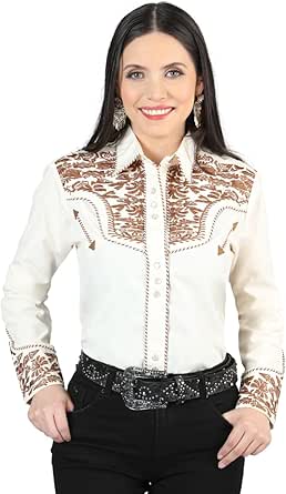 Generic Women's Western Shirt Long Sleeve Embroidered Camisa Mujer Slim ...