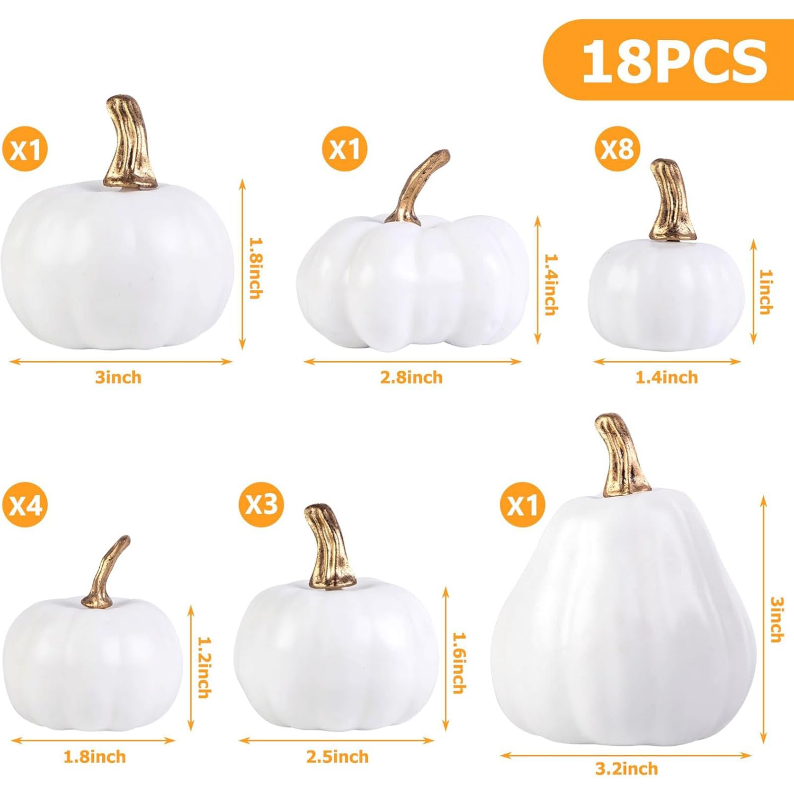 Snapklik.com : 18PCS White Pumpkins For Decoration, Artificial Small ...
