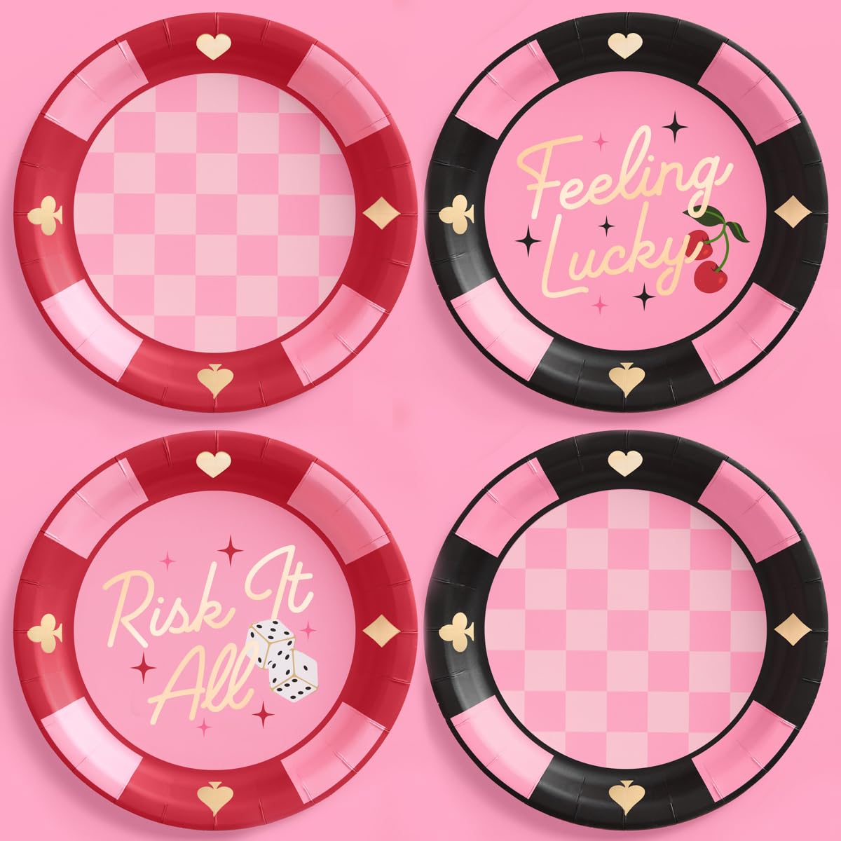 Amazon.com: xo, Fetti Feeling Lucky Paper Plates - 24 pcs | Casino ...