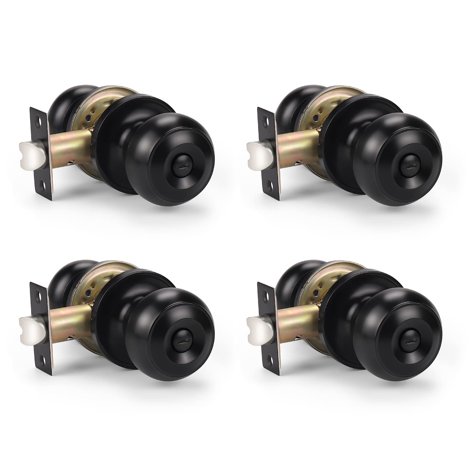 KNOBWELL 4 Pack Black Door Knob, Privacy Door Knobs for Bedroom and ...