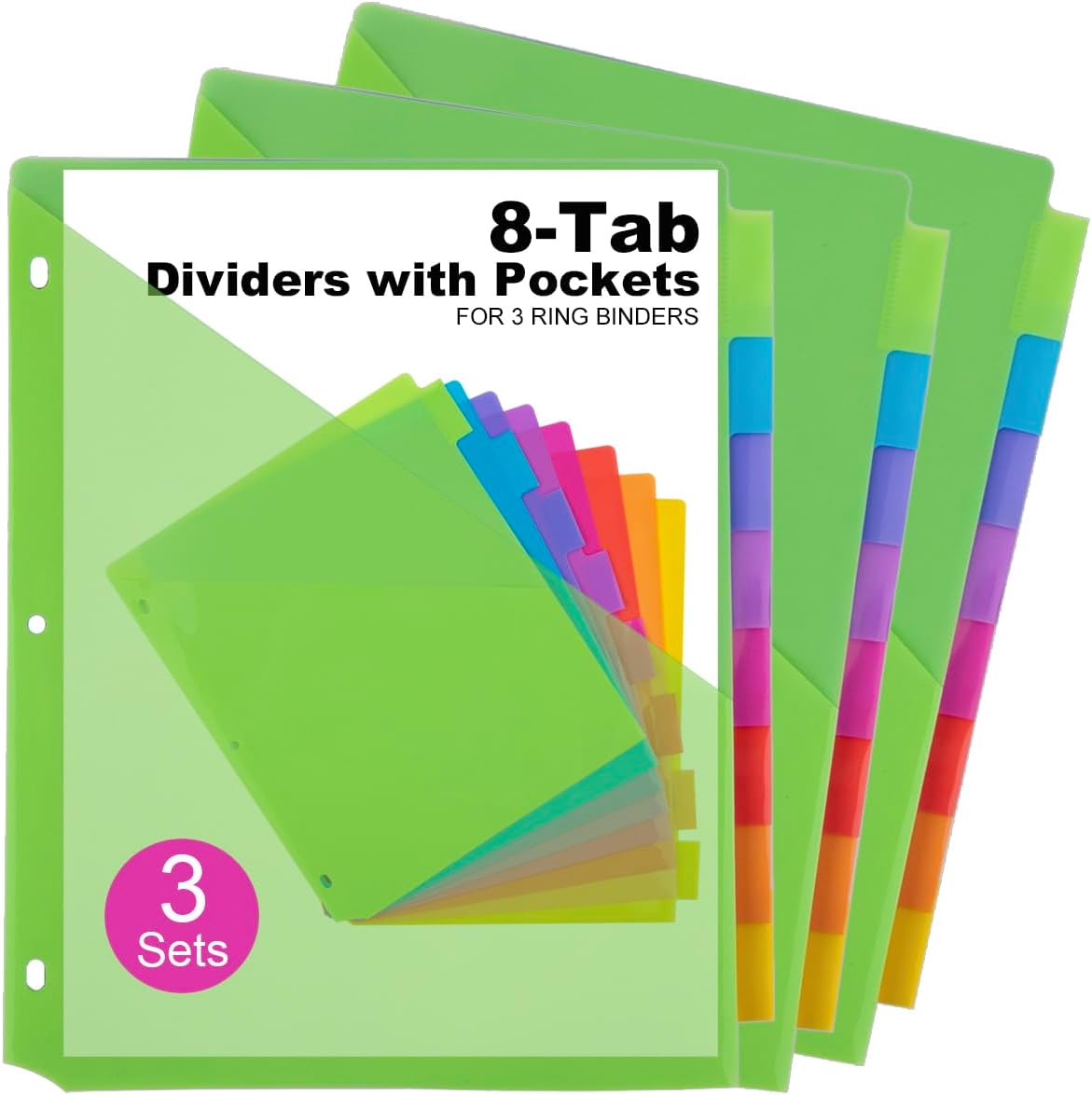 Amazon.com : Dividers for 3 Ring Binder, 8 Tab Multicolor Binder ...
