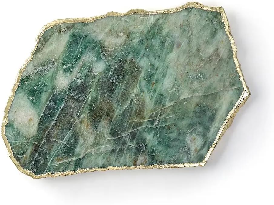 Amazon.com | Green Aventurine Agate Cheese Board Platter Tray with Gold ...