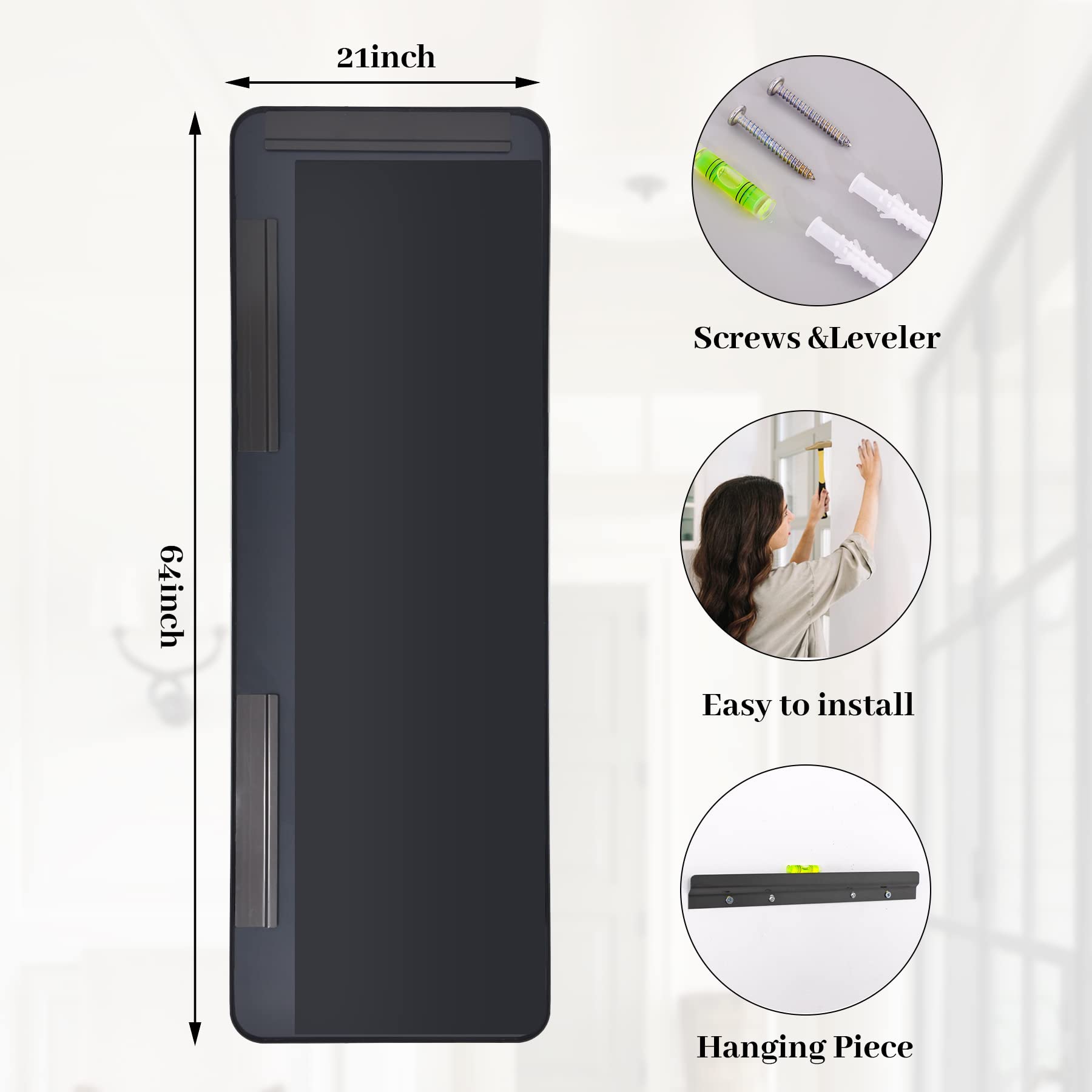 VooBang Full Length Mirror Deep Framed 21x64 Inch - Floor Stand ...