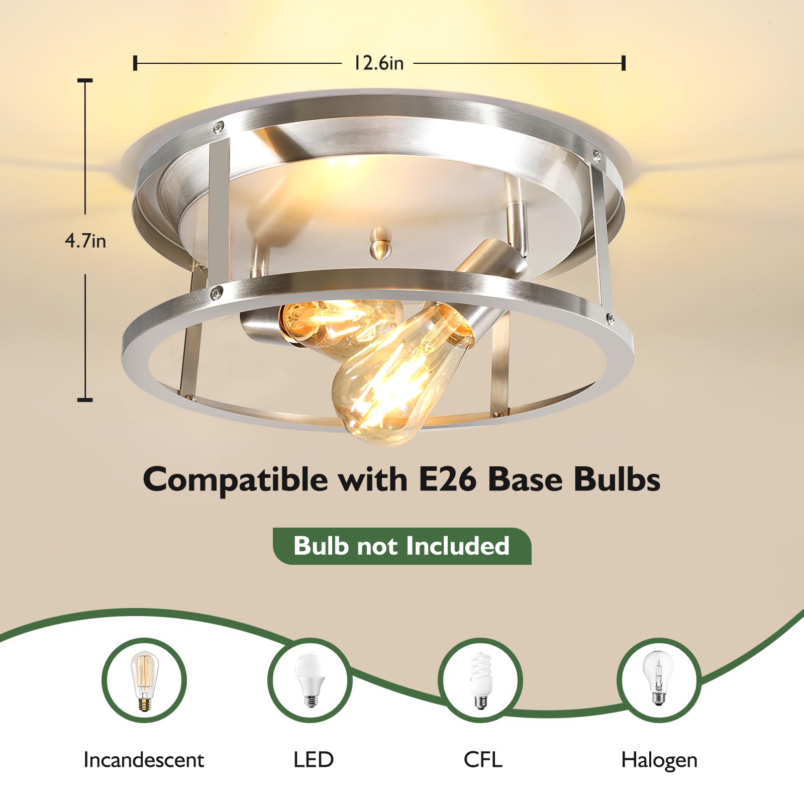 Snapklik.com : 2-Pack 13in Farmhouse Light Fixtures Ceiling, 2-Light ...