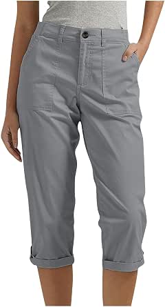 Amazon.com: Womens Capris for Summer Trendy Solid Color Button Petite ...