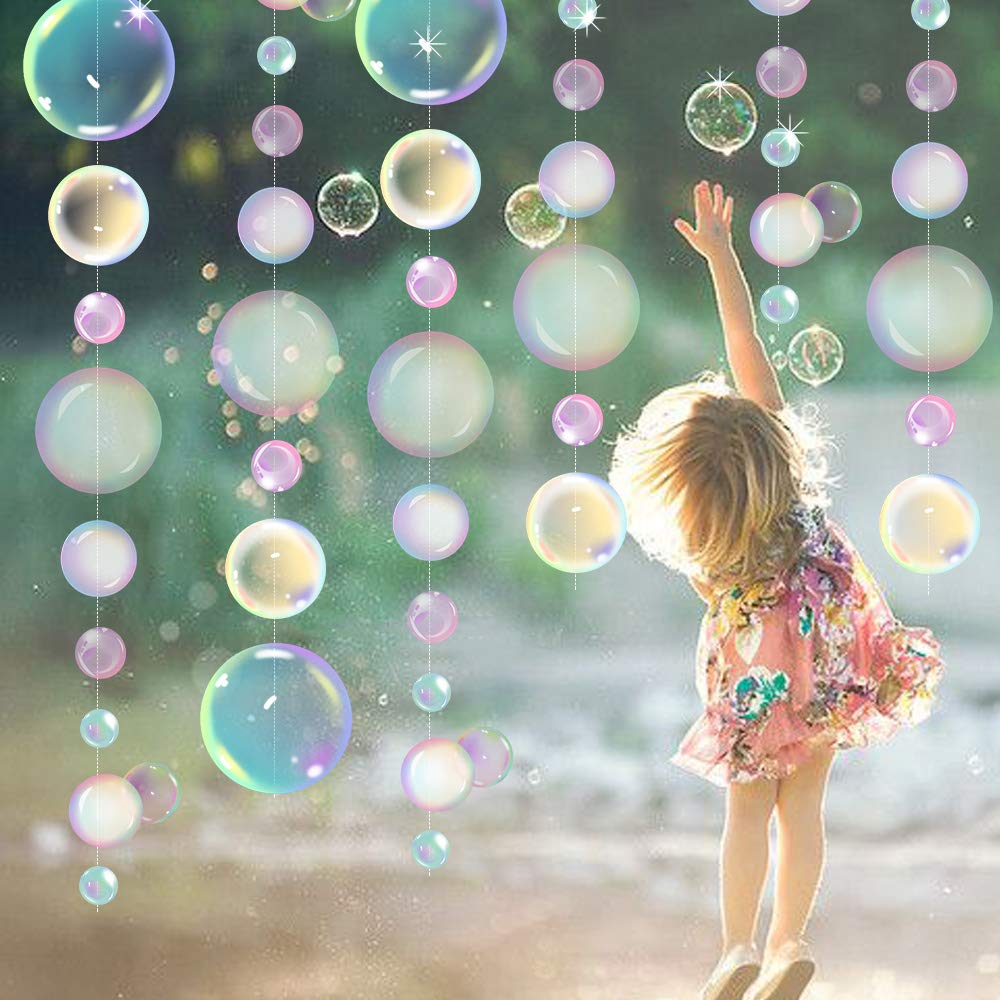 Amazon.com: Transparent Bubble Party Decoration Garlands White Blue ...