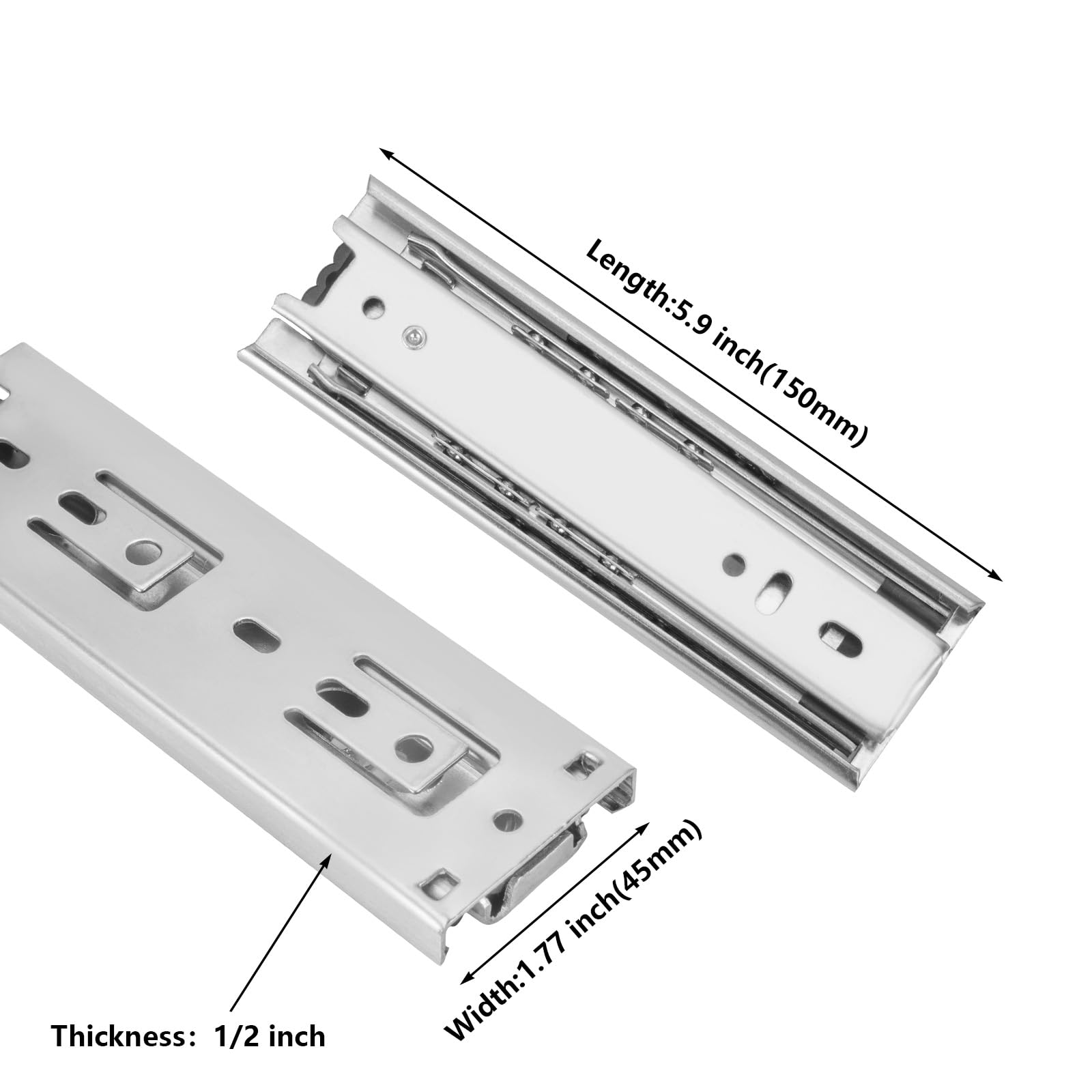 Snapklik.com : 2 Pairs Silver Ball Bearing Cabinet Drawer Glides 6 Inch ...