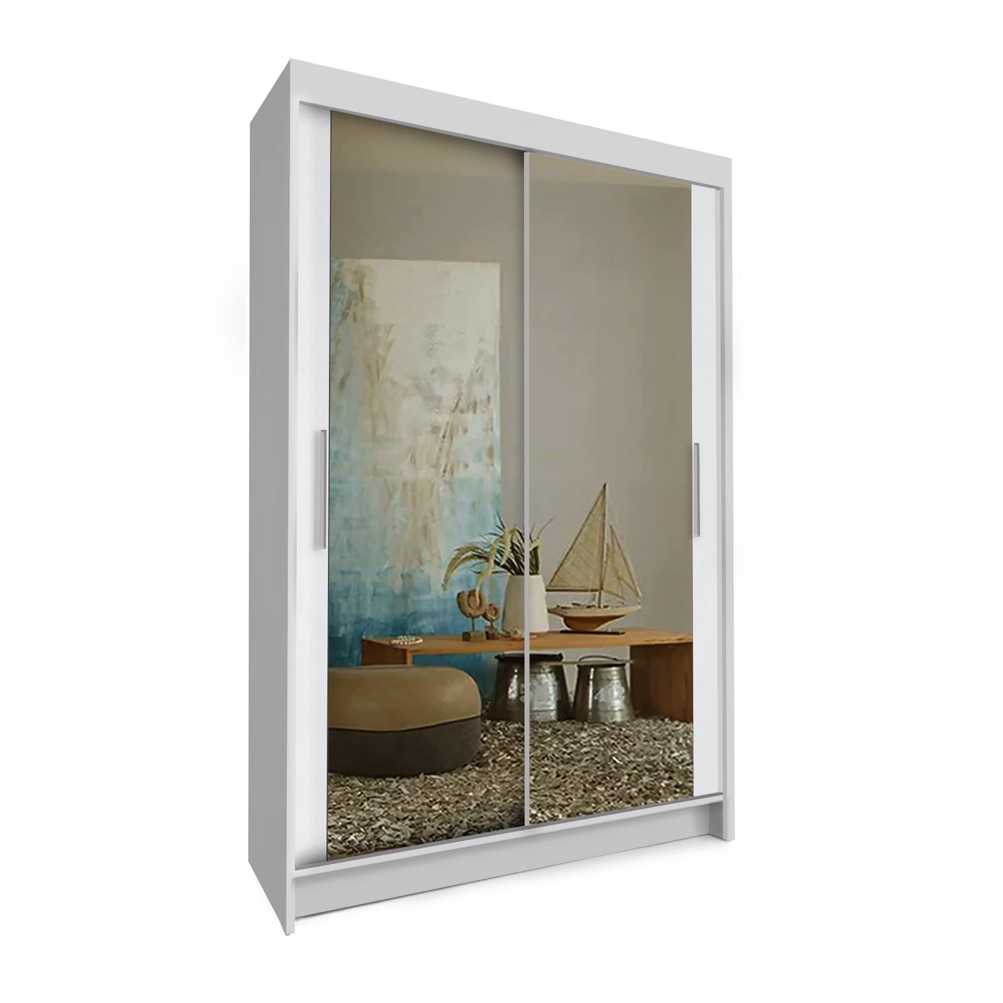 COMFATRA 90cm Modern Wardrobe for Bedroom with Sliding Doors Mirror ...