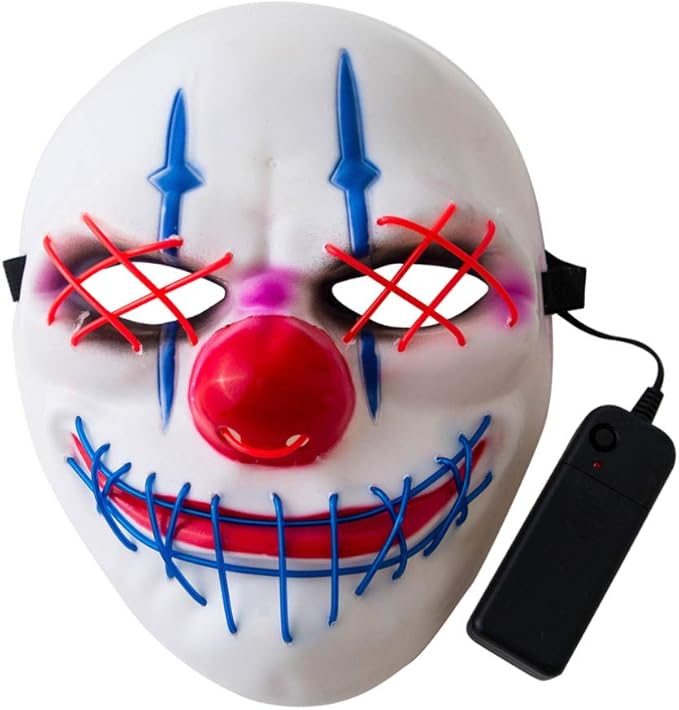 Amazon.com: Generic Funny Halloween LED Light Up smile full face clown ...