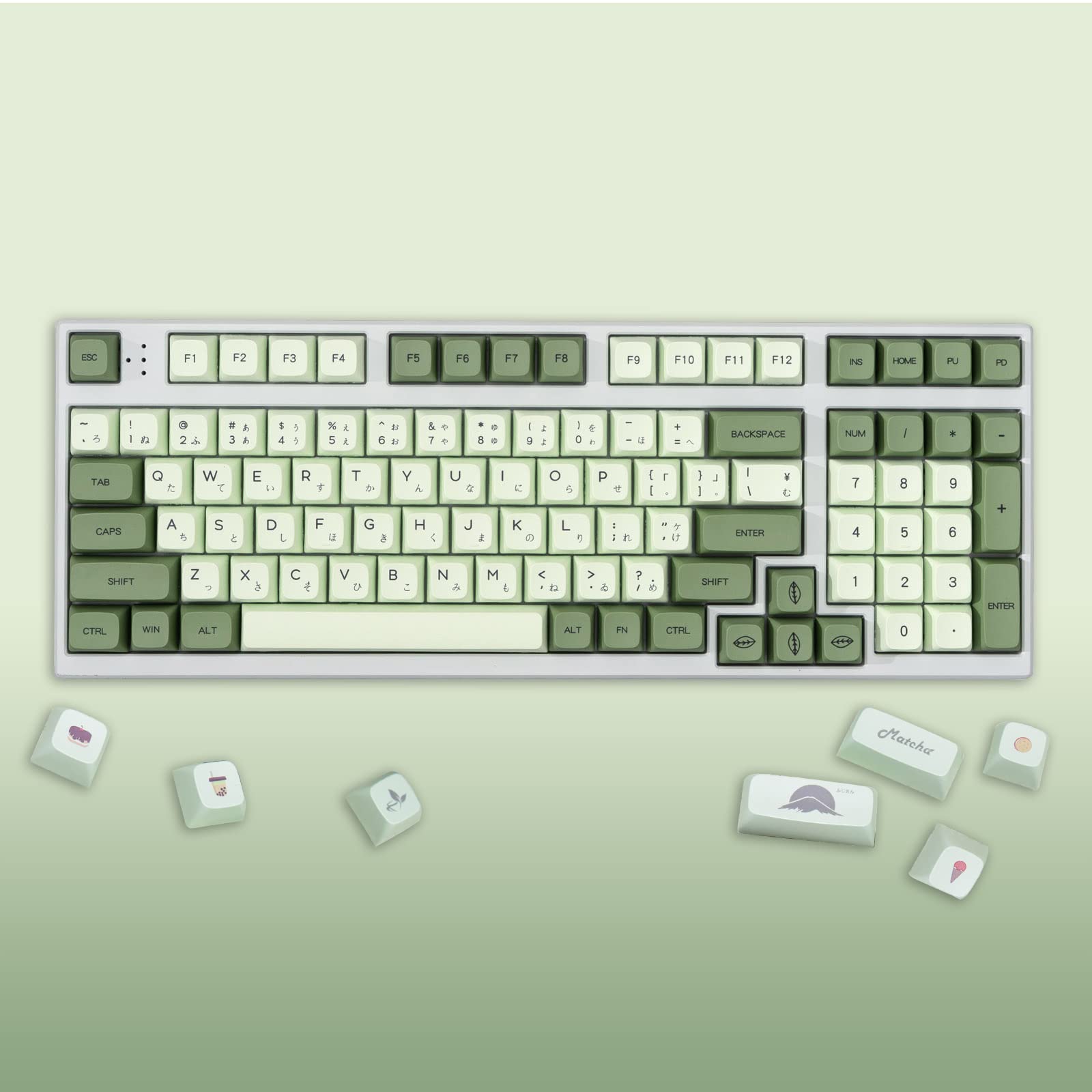 Buy PBT Keycaps Japanese Matcha Green Keycaps Set 126 Keys XDA Profile ...