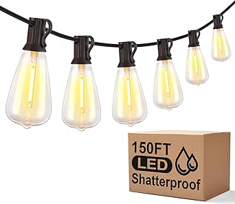 Amazon.com: WENFENG Outdoor String Lights 150FT, Patio Lights with 75+2 ...