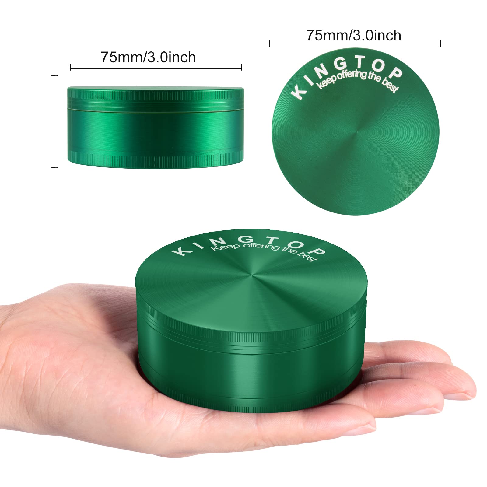 Snapklik.com : KINGTOP 3 Inch Large Spice Grinder, Zinc Alloy Mills