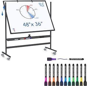 Amazon.com : Rolling Whiteboard 48 x 36 - maxtek Height Adjustable ...