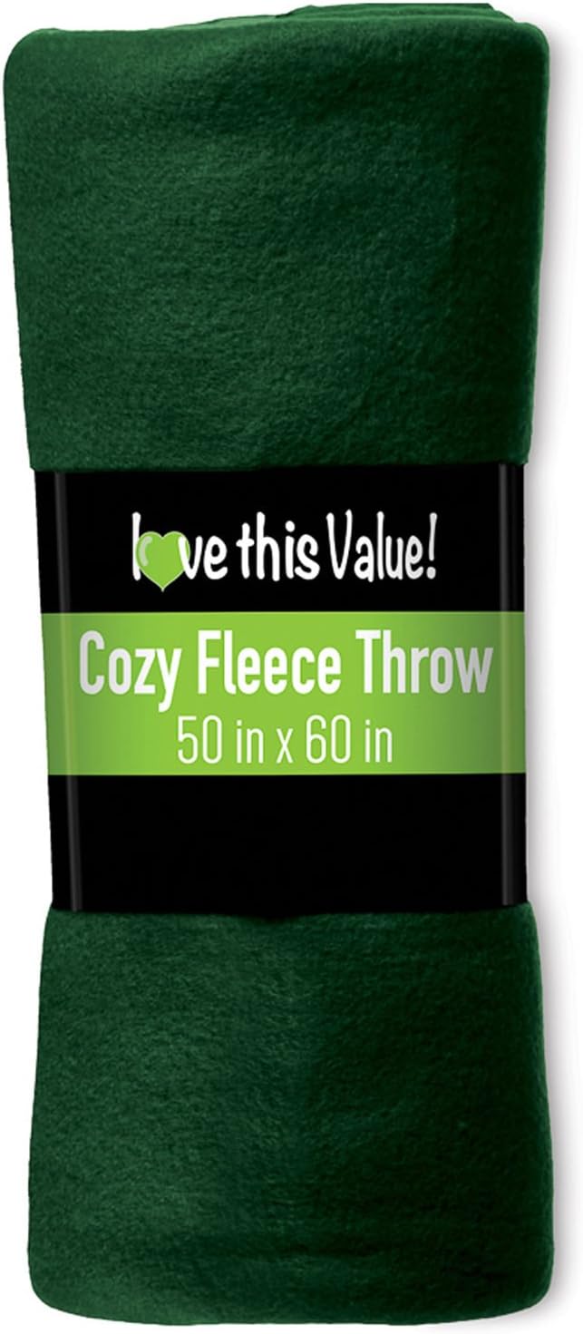 Amazon.com: Micro World Cozy 50 X 60 Fleece Throw Blanket -Green : Home ...