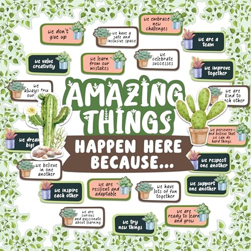 Amazon.com : Decorably 53 Pcs Cutouts Cactus Classroom Theme ...